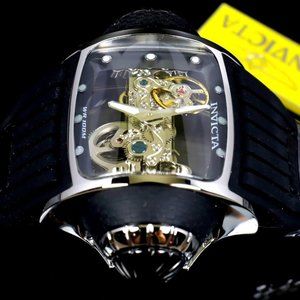 Invicta | Accessories | Skeleton Black 68mm Silver Mens Ghost Watch ...